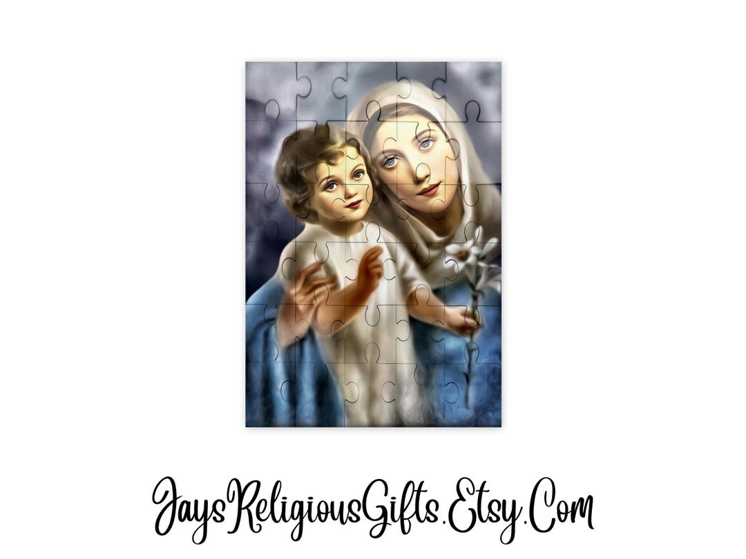 Blessed Virgin Mother Mary With Baby Jesus Jigsaw Puzzle - Catholic 35 ...