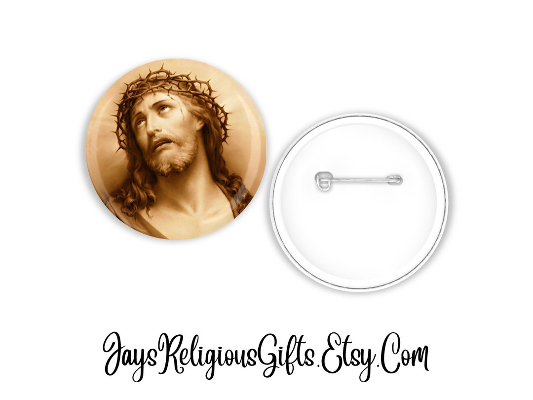Sacred Heart of Jesus Acrylic Button Pin - Catholic Saint Large Pinback ...