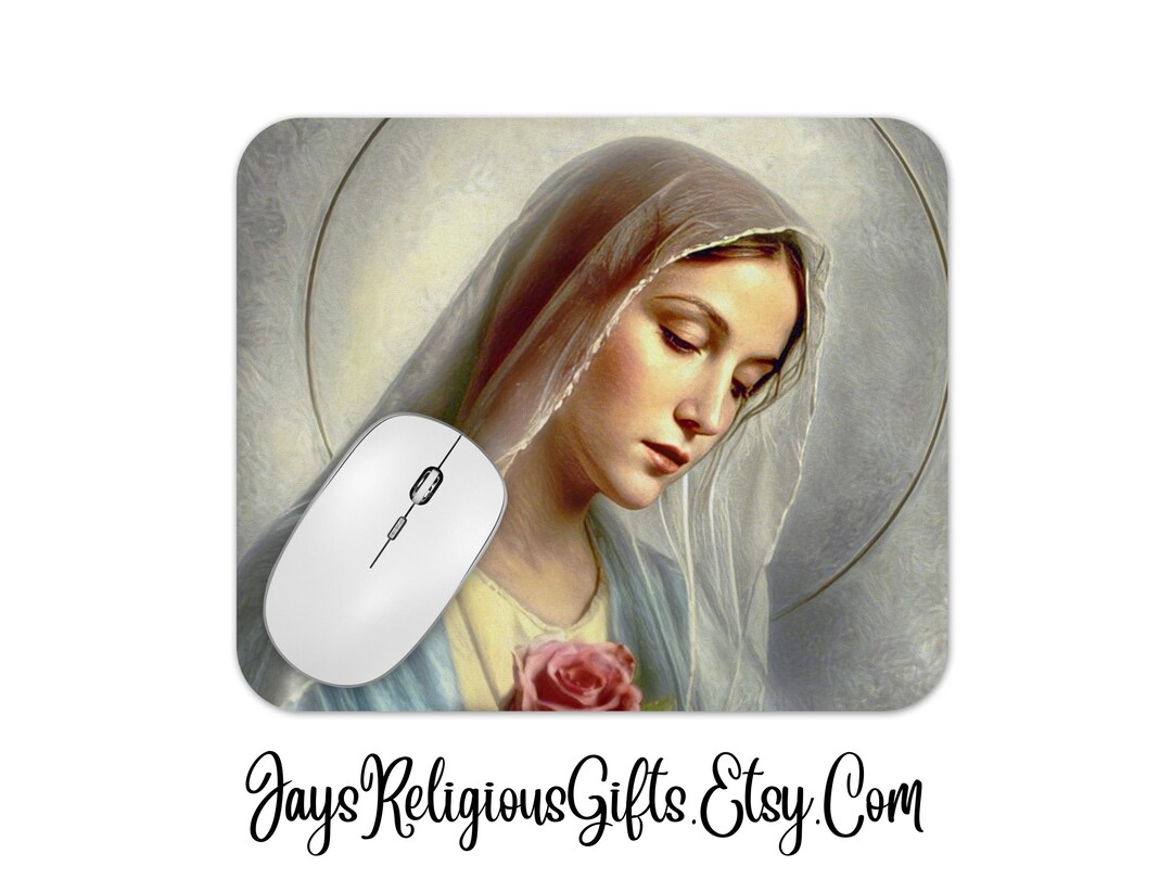 Blessed Virgin Mother Mary With Rose Large Mousepad - Catholic Saint ...