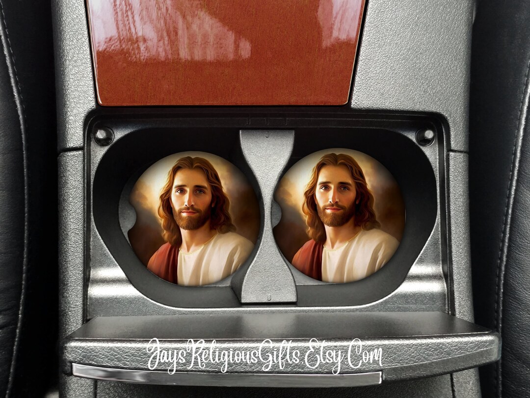 Set of 2 Jesus Christ Car Coasters - Catholic Car Neoprene Coaster Gift ...