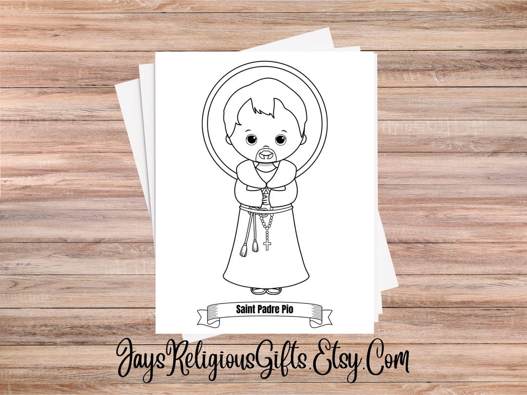 Saint Padre Pio Coloring Page for Children - Religious Digital Download ...