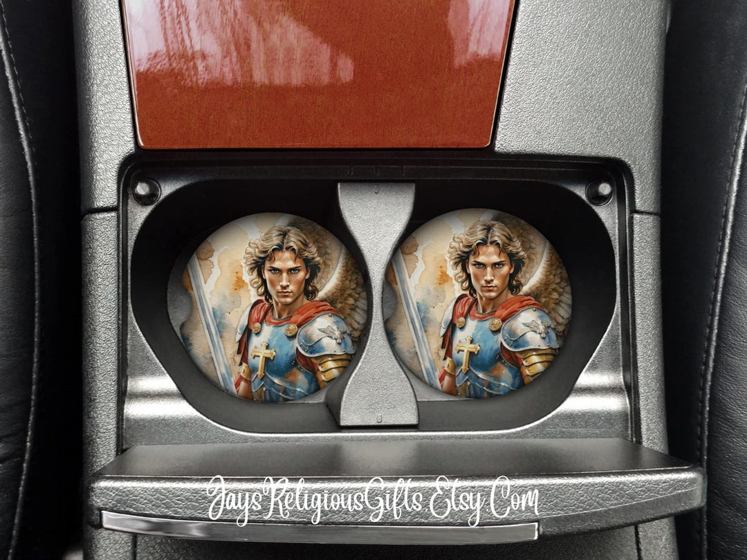 Set of 2 Saint Michael the Archangel Car Coasters - Catholic Car ...