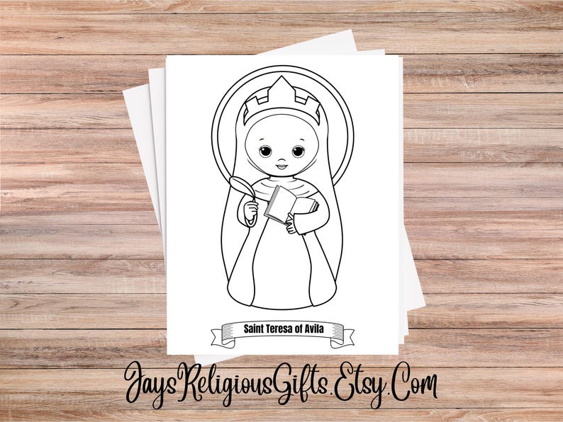Saint Teresa of Avila Coloring Page for Children - Religious PNG ...
