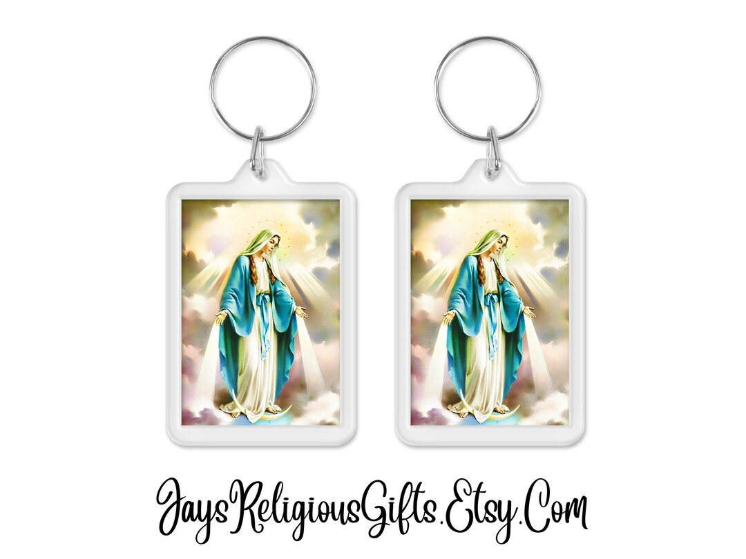 Our Lady of Grace Acrylic Keychain - Catholic Key Chain Keyring Lanyard ...