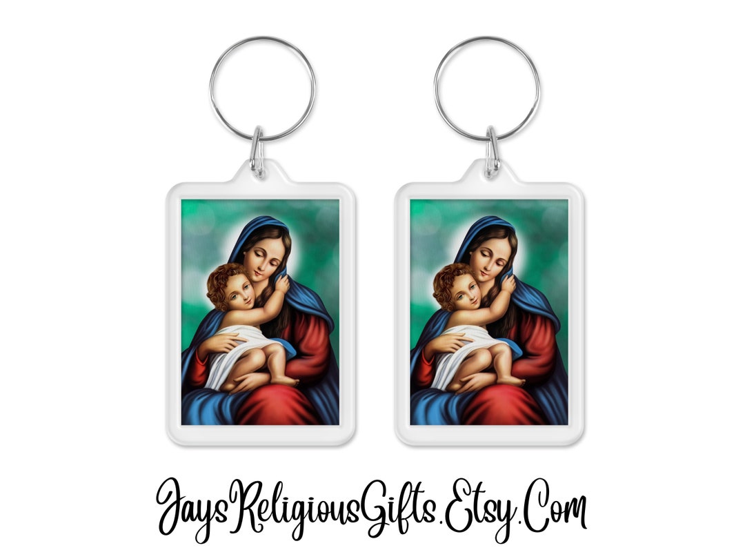 Blessed Virgin Mary With Baby Jesus Acrylic Keychain - Catholic Key ...