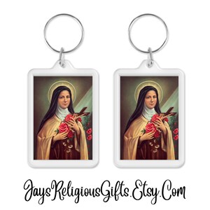 Saint Therese of Lisieux Acrylic Keychain - Catholic Key Chain Keyring ...