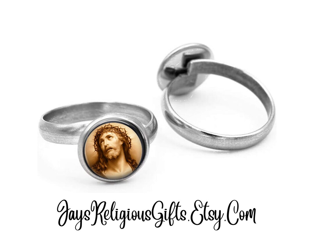 Sacred Heart of Jesus Stainless Steel Ring - Religious Rosary ...