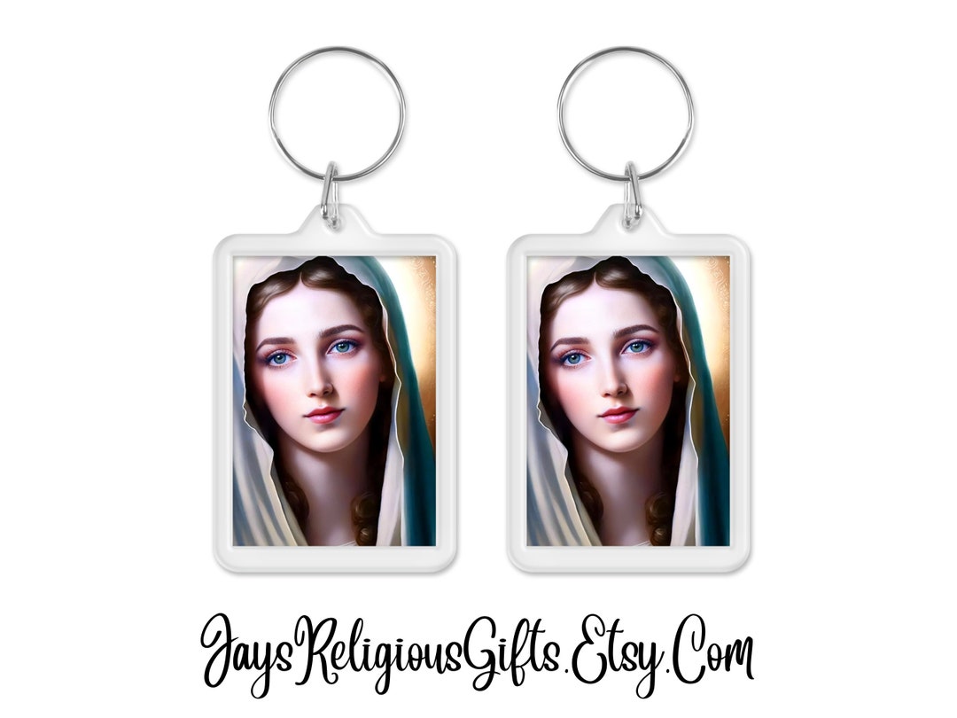 Blessed Virgin Mother Mary Acrylic Keychain - Catholic Key Chain ...
