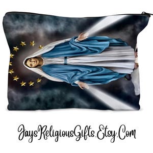 Our Lady of Grace Rosary Pouch - Custom Zippered Canvas Case for Her ...