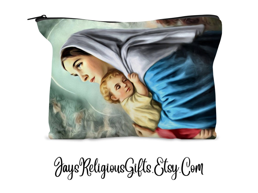 Blessed Virgin Mary With Jesus Rosary Pouch - Custom Zippered Case for ...