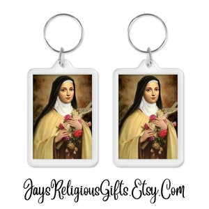 Saint Therese of Lisieux Acrylic Keychain - Catholic Key Chain Keyring ...