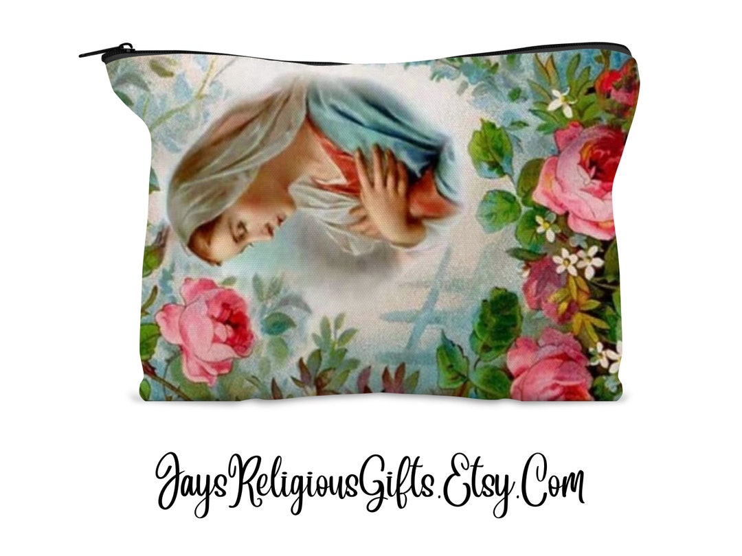 Blessed Virgin Mary With Rose Rosary Pouch Custom Zippered Case for Her ...