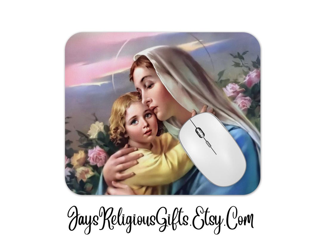 Blessed Virgin Mother Mary With Jesus Large Mousepad - Catholic Saint ...