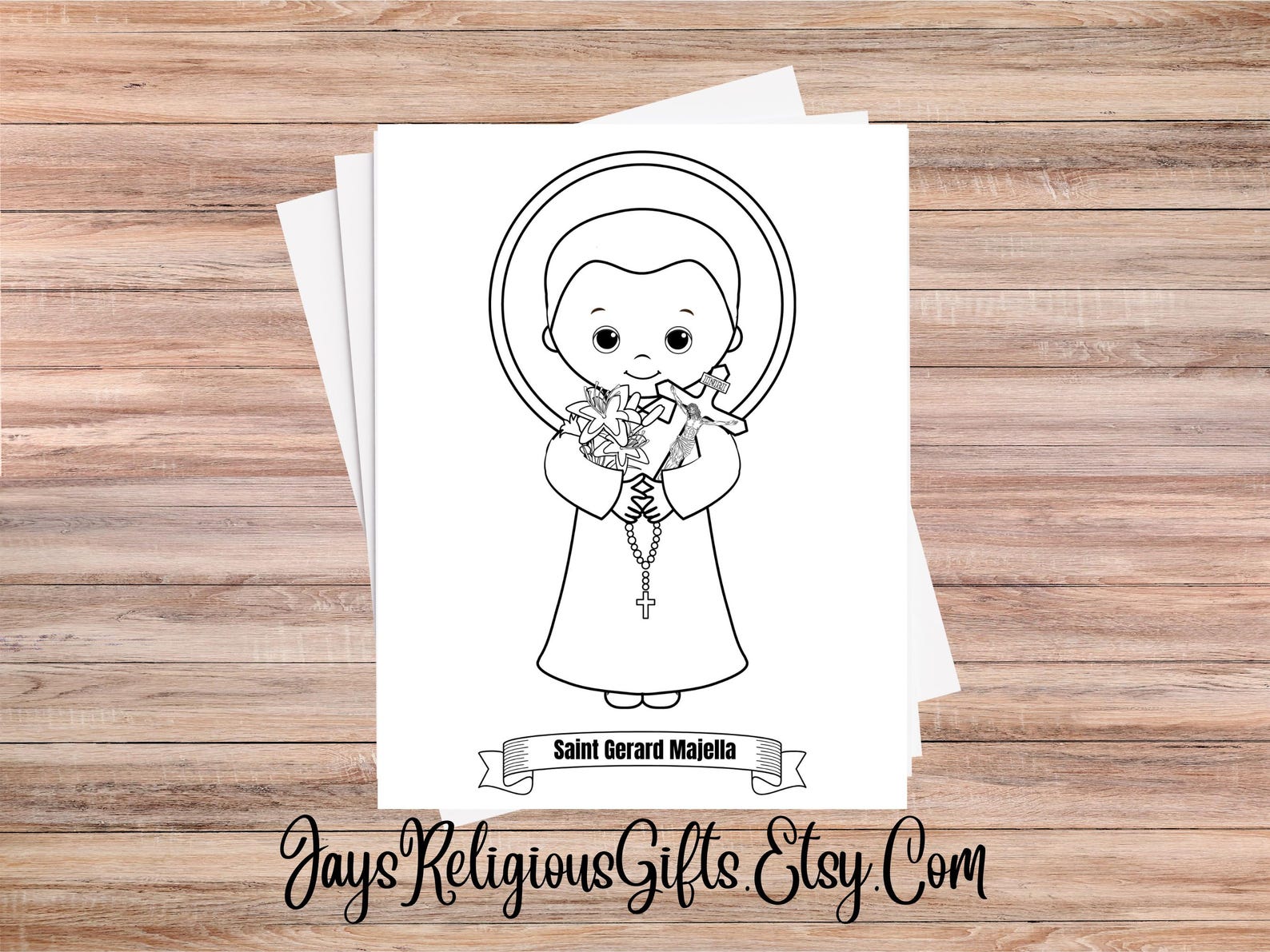 Saint Gerard Majella Coloring Page for Children - Religious PNG Digital ...