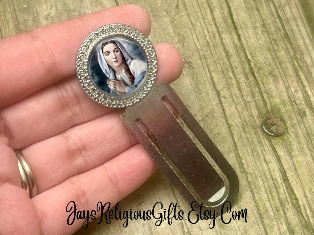 Blessed Virgin Mother Mary Silver Photo Bookmark - Catholic Patron ...