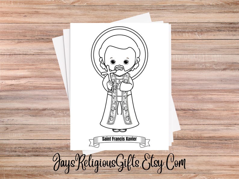 Saint Francis Xavier Coloring Page for Children - Religious PNG Digital ...