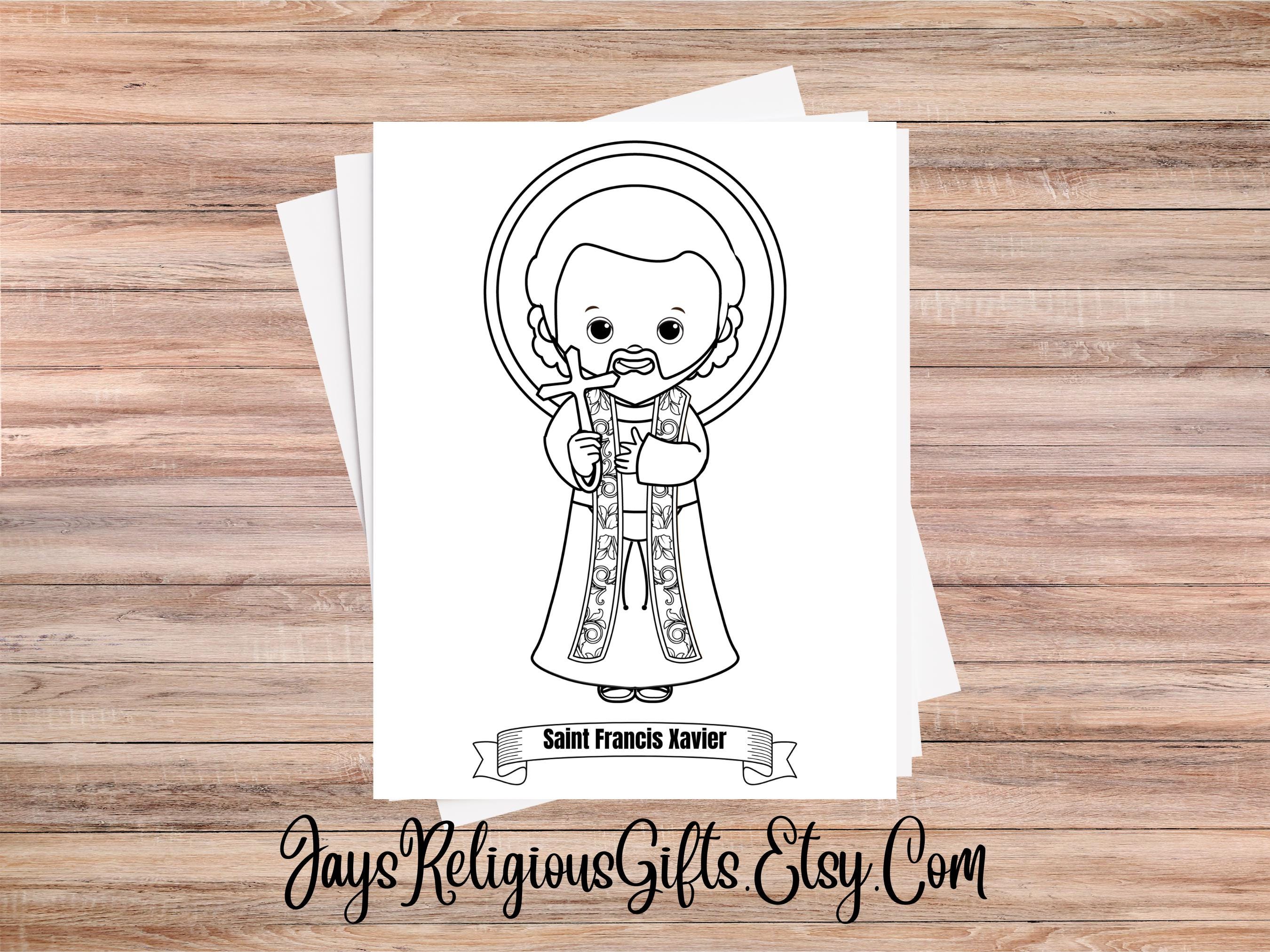 Saint Francis Xavier Coloring Page for Children - Religious PNG Digital ...