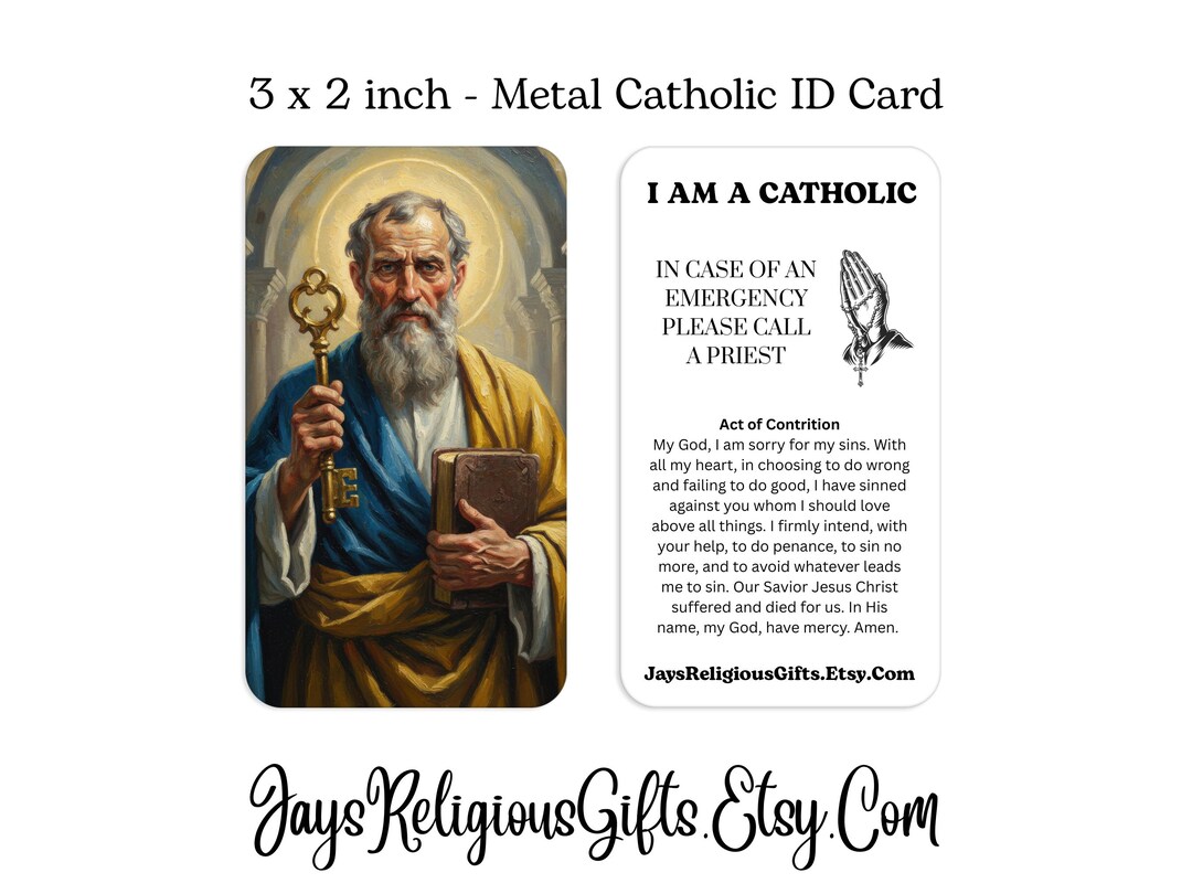 Metal Catholic ID Card With Saint Peter the Apostle - Religious Priest ...