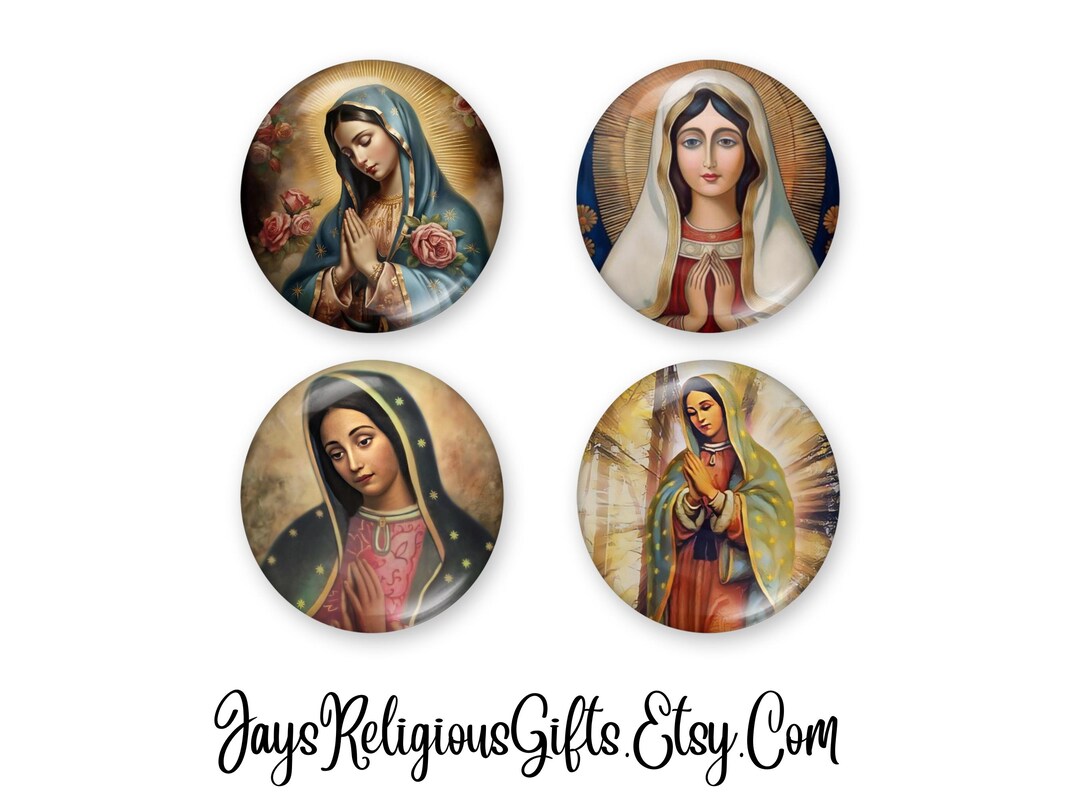 Set of 4 Our Lady of Guadalupe Glass Magnets - Religious Patron Saint ...