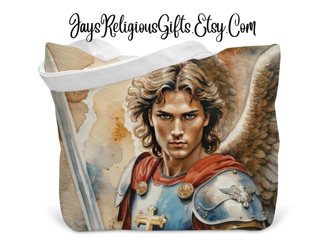 Saint Michael the Archangel Small Bible Tote Bag - Catholic Saint Tote Bag for Bible - Bible ...