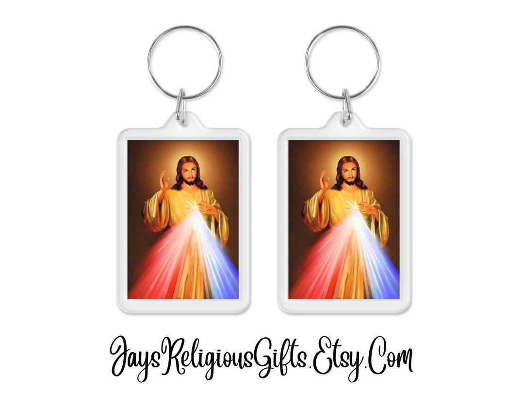 Divine Mercy of Jesus Acrylic Keychain - Catholic Key Chain Keyring ...