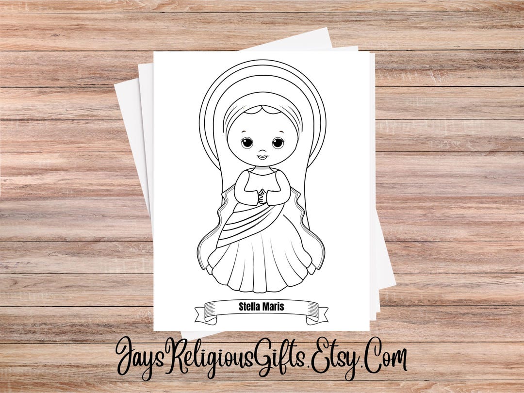 Stella Maris Coloring Page for Children - Religious Digital Download ...