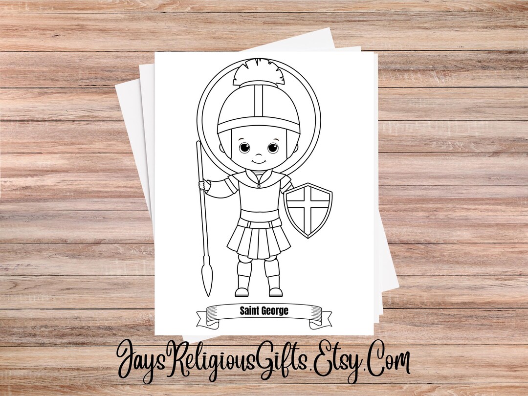 Saint George Coloring Page for Children - Religious PNG Digital ...