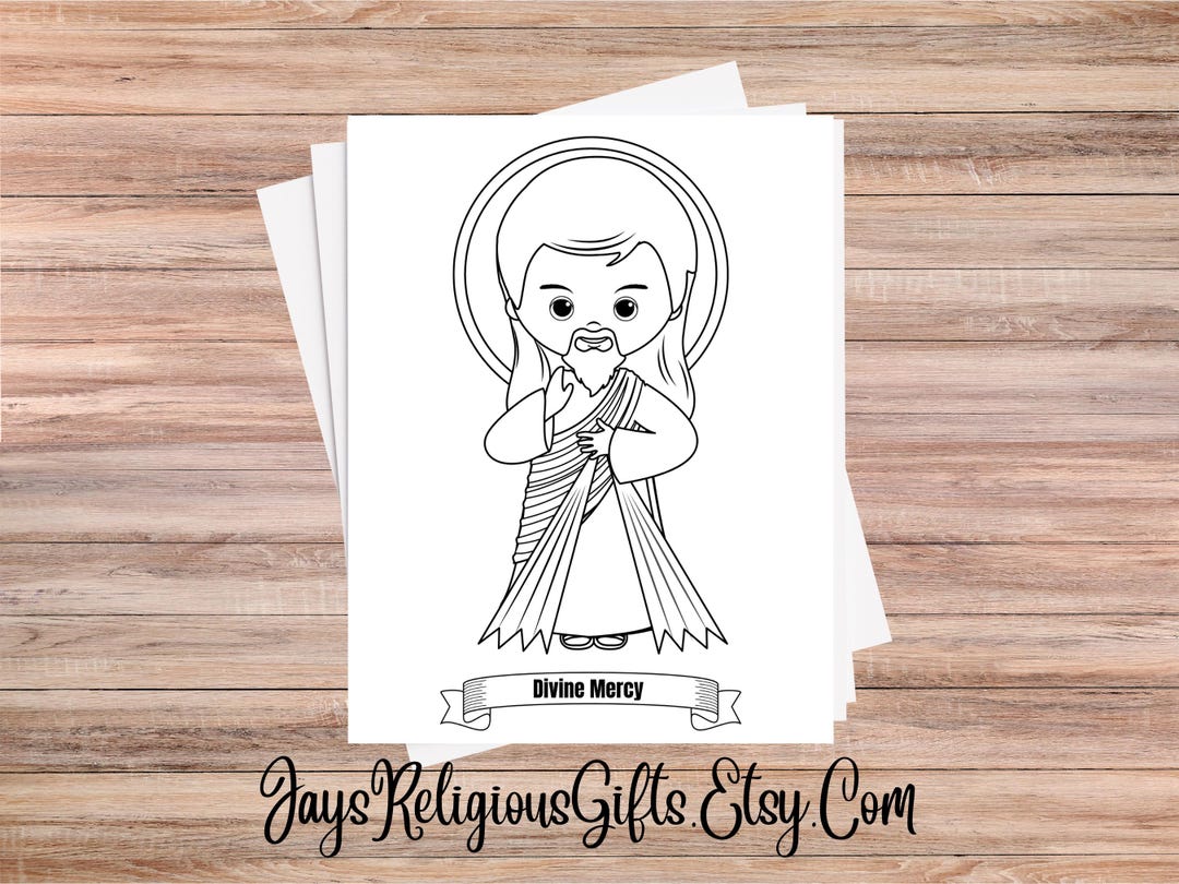 Divine Mercy Coloring Page for Children - Religious Digital Download ...