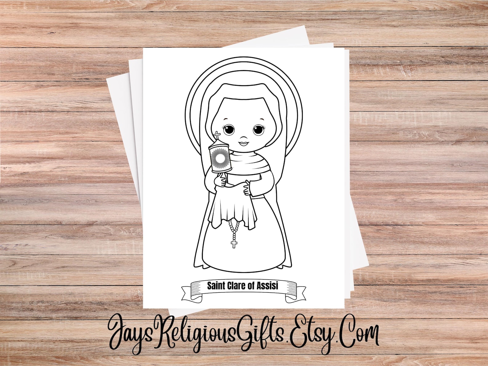 Saint Clare of Assisi Coloring Page for Children - Religious Digital ...