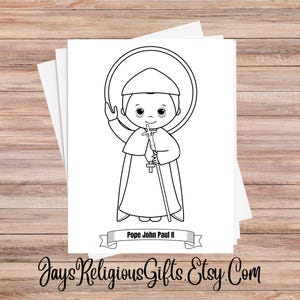 Pope John Paul II Coloring Page for Children - Religious PNG Digital ...
