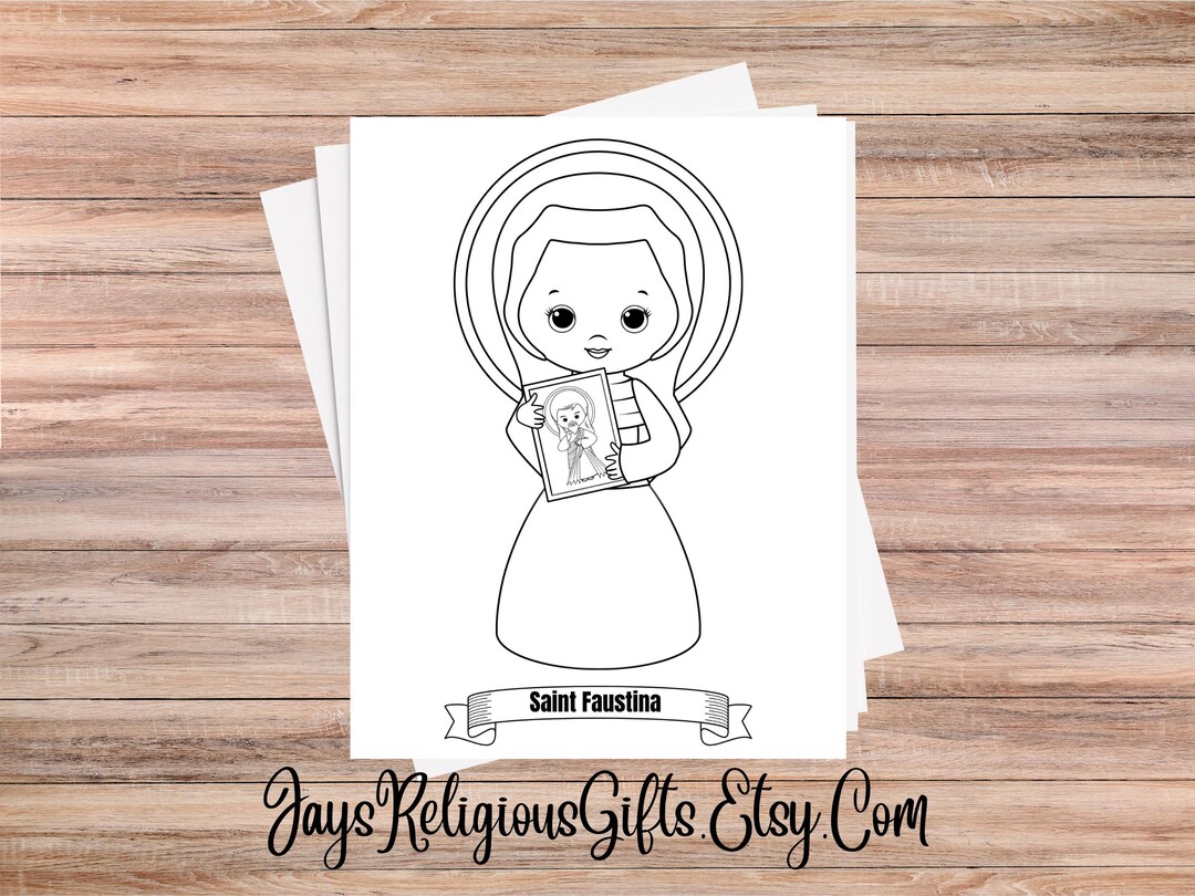 Saint Faustina Kowalska Coloring Page for Children - Religious Digital ...