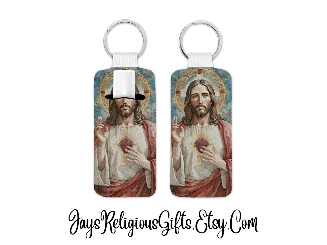 Sacred Heart of Jesus Lip Balm Holder Keychain With 100% All Natural ...
