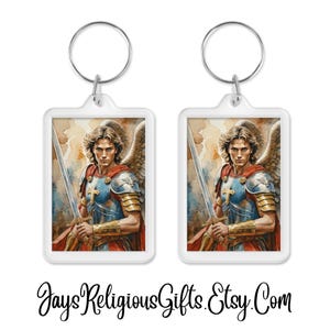 Saint Michael the Archangel Acrylic Keychain - Catholic Key Chain ...