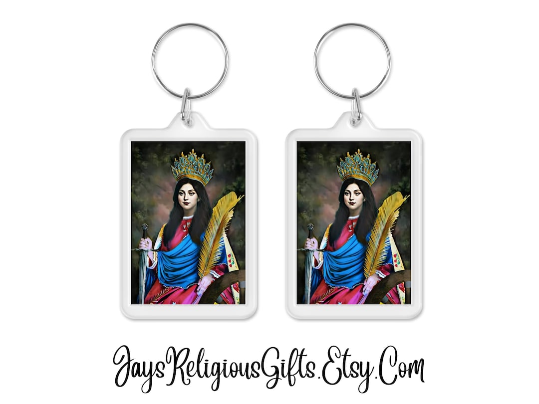 Saint Catherine of Alexandria Acrylic Keychain - Catholic Key Chain ...