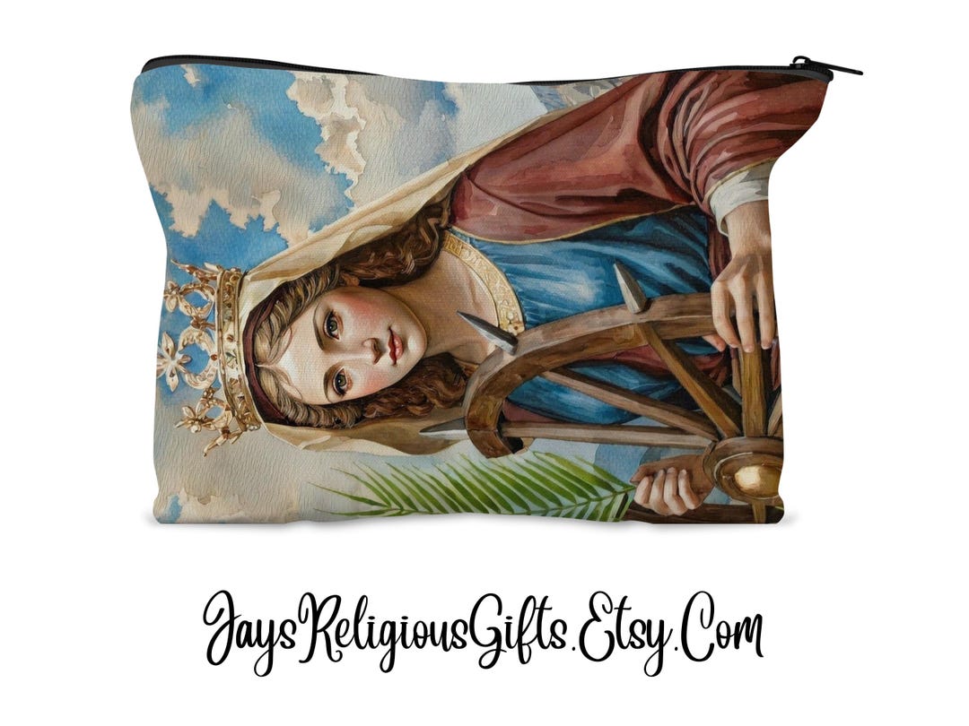 Saint Catherine of Alexandria Rosary Pouch - Custom Zippered Case for ...