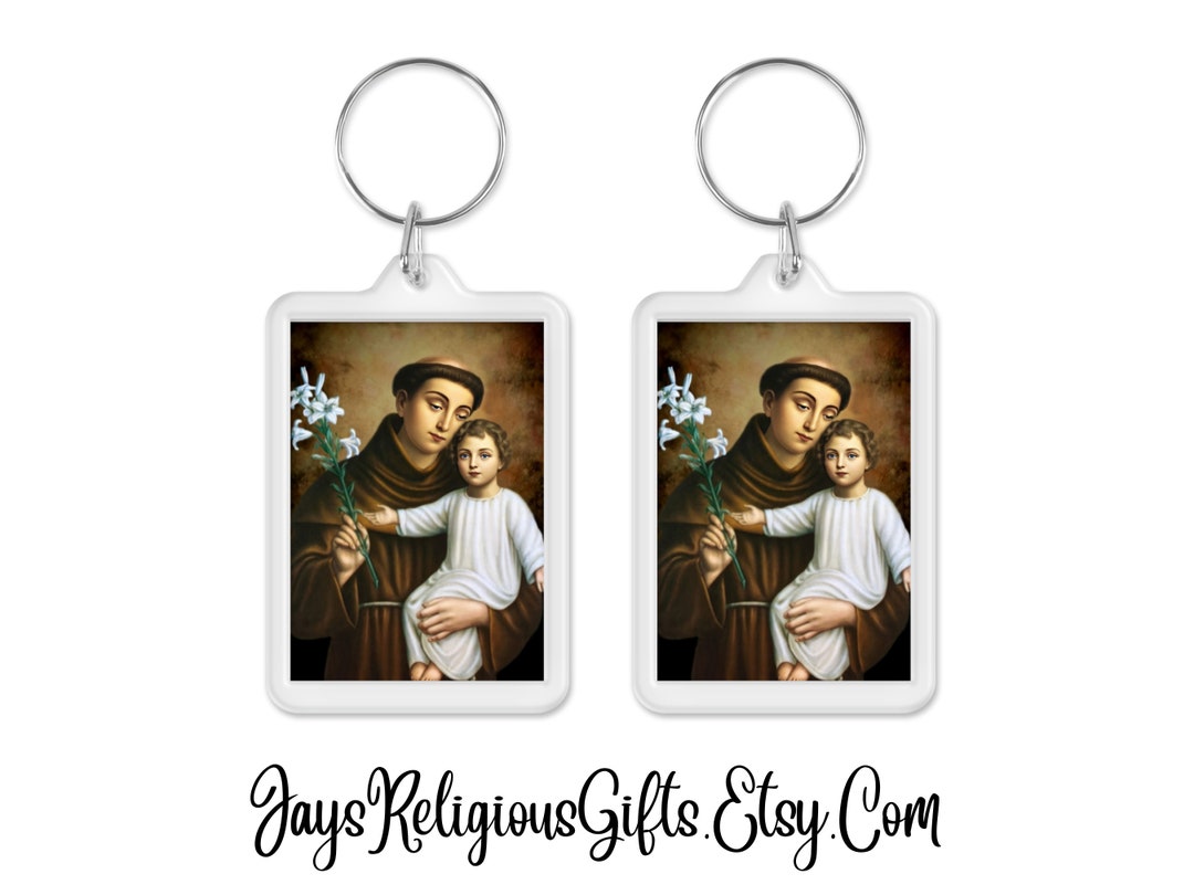 Saint Anthony of Padua Acrylic Keychain - Catholic Key Chain Keyring ...