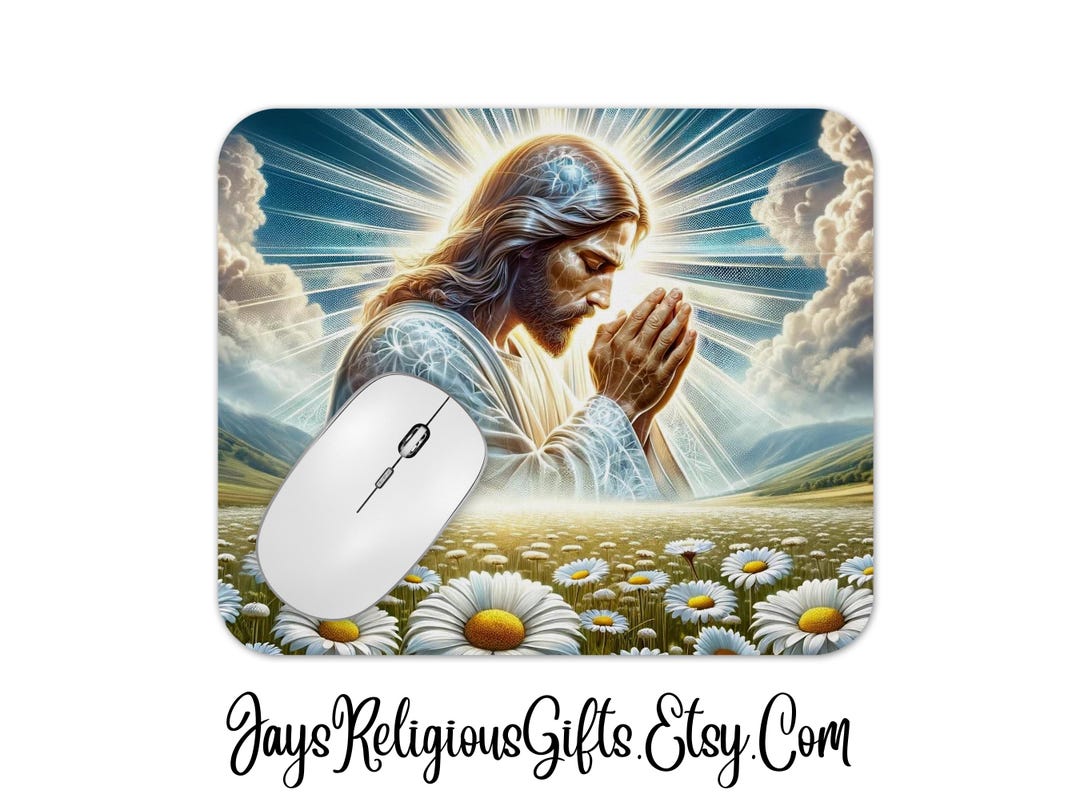 Jesus in the Sky Large Floral Mousepad - Catholic Patron Saint Mouse ...