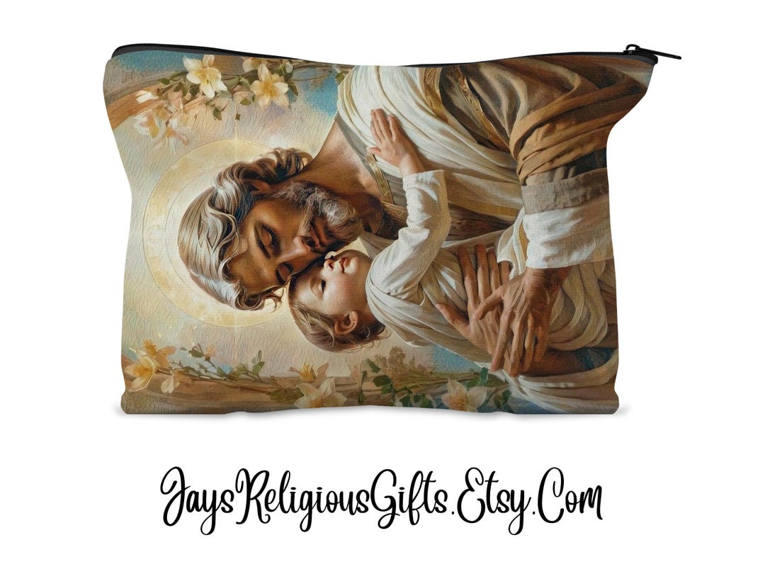 Saint Joseph and Child Rosary Pouch - Custom Zippered Case for Him ...