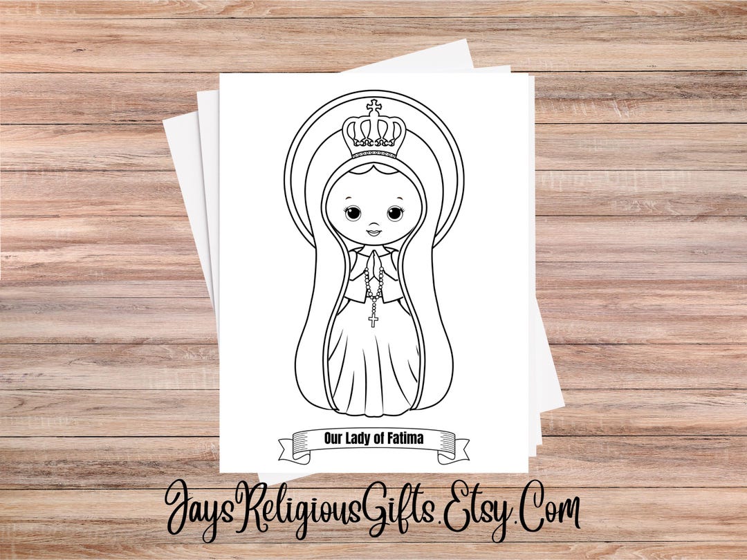 Our Lady of Fatima Coloring Page for Children - Religious PNG Digital ...