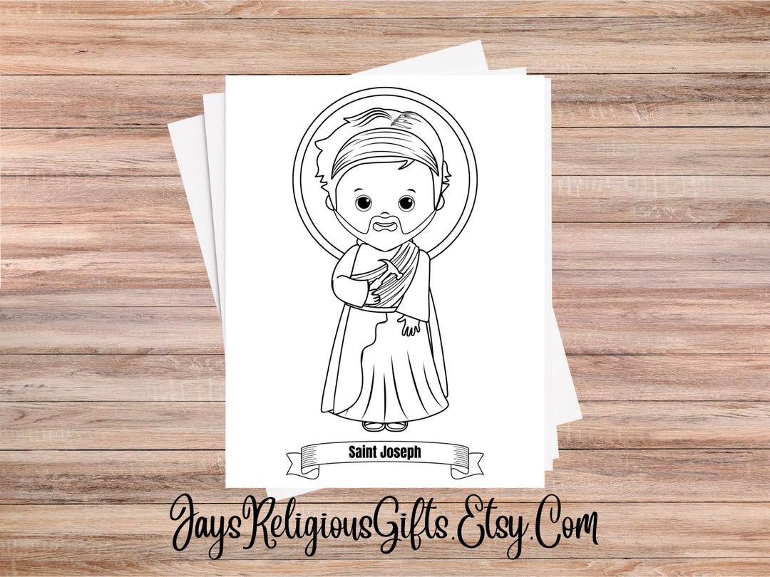 Saint Joseph Coloring Page for Children - Religious PNG Digital ...