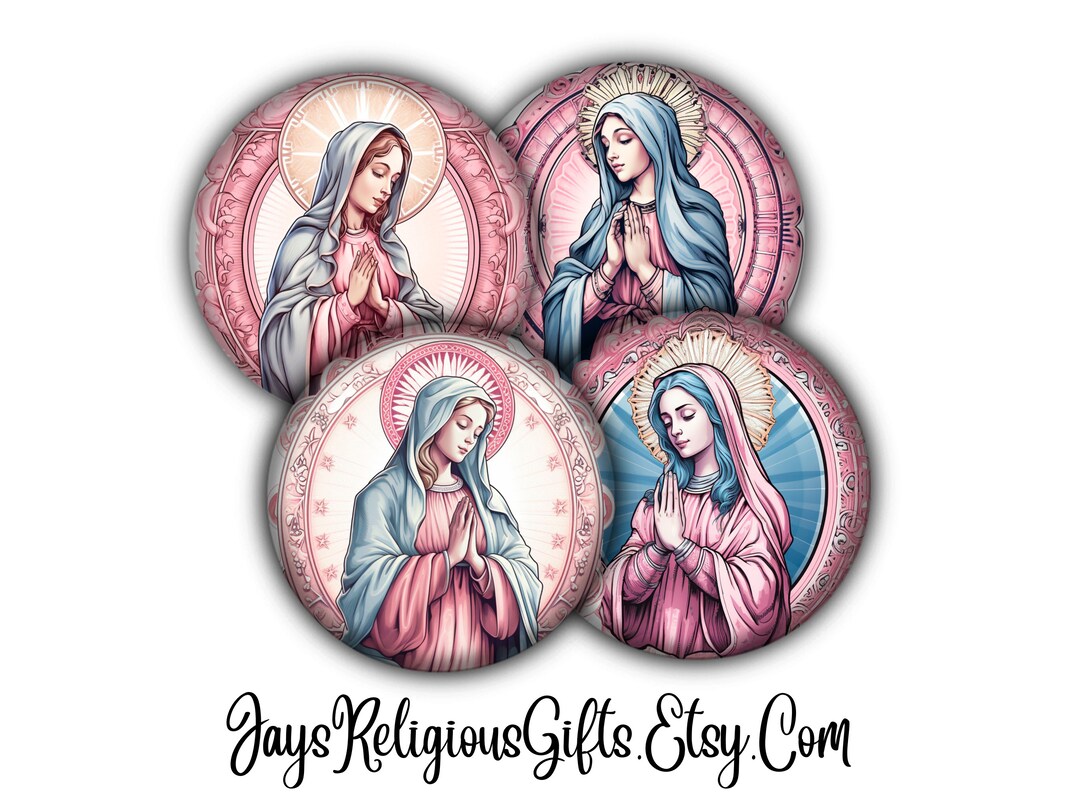 Set of 4 Blessed Virgin Mary Watercolor Coasters Catholic Coaster Gift ...
