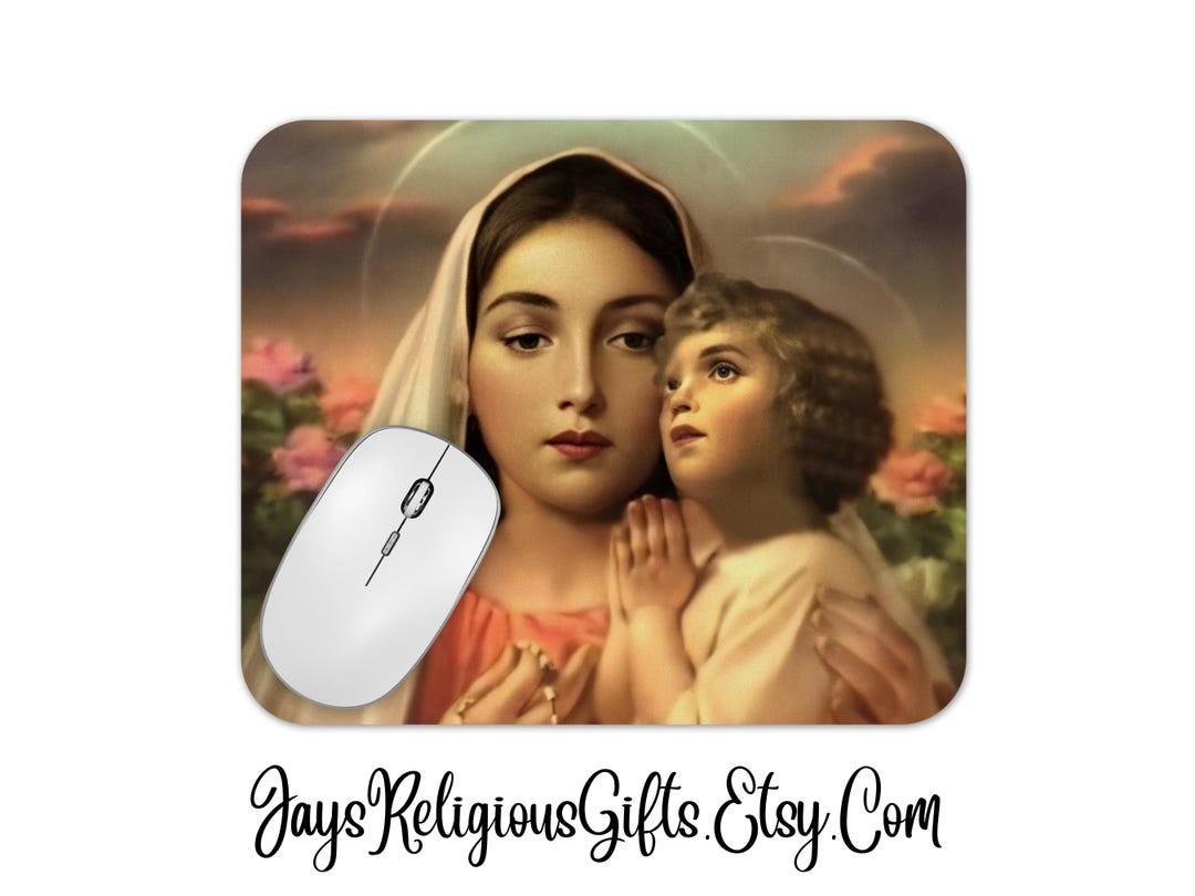 Blessed Virgin Mother Mary With Jesus Large Mousepad - Catholic Saint ...