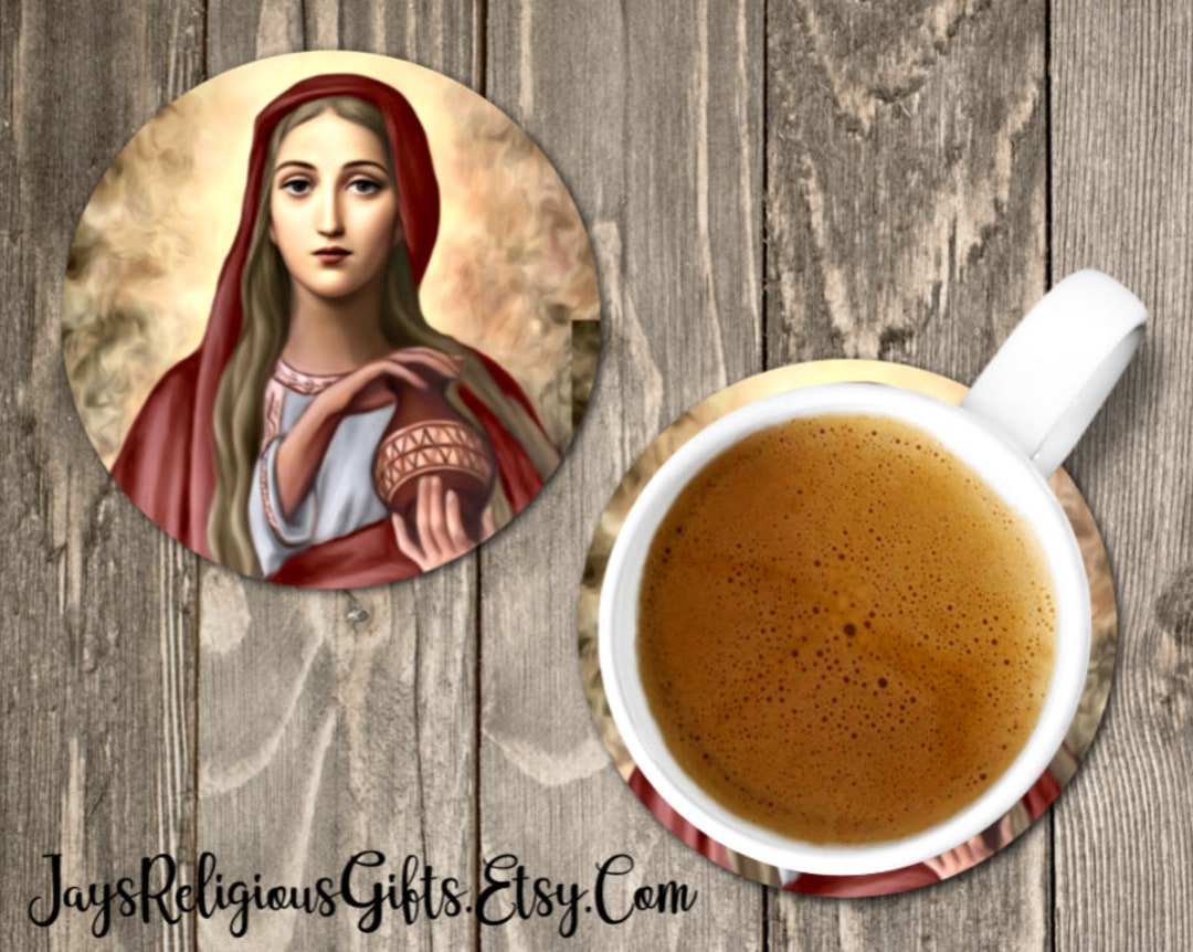 Set of 4 Saint Mary Magdalene Button Coasters Set Catholic - Etsy