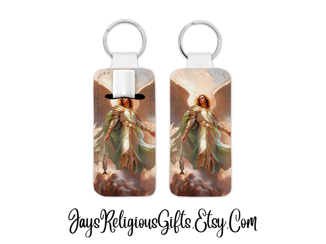 Saint Raphael the Archangel Lip Balm Holder Keychain With 100% All ...