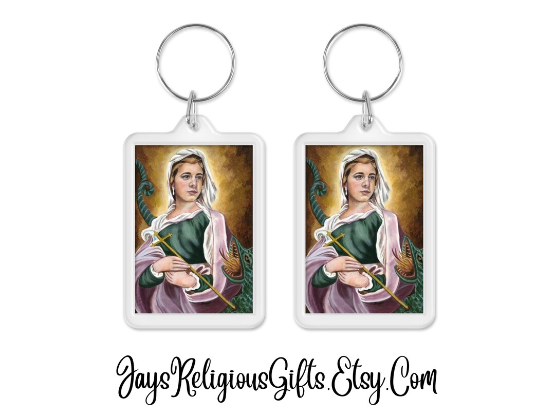 Saint Margaret of Antioch Acrylic Keychain - Catholic Key Chain Keyring ...