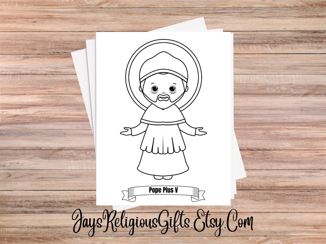 Pope Pius V Coloring Page for Children - Religious PNG Digital Download ...