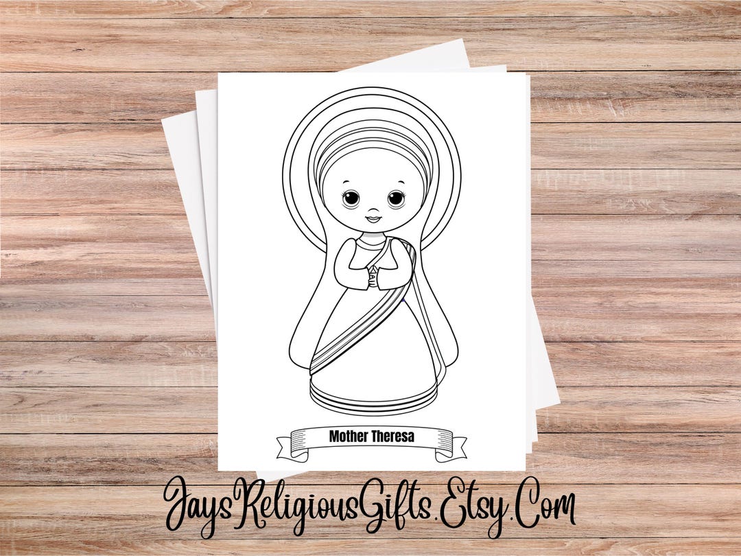 Mother Theresa Coloring Page for Children - Religious Digital Download ...