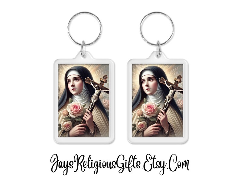 Saint Therese of Lisieux Acrylic Keychain - Catholic Key Chain Keyring ...