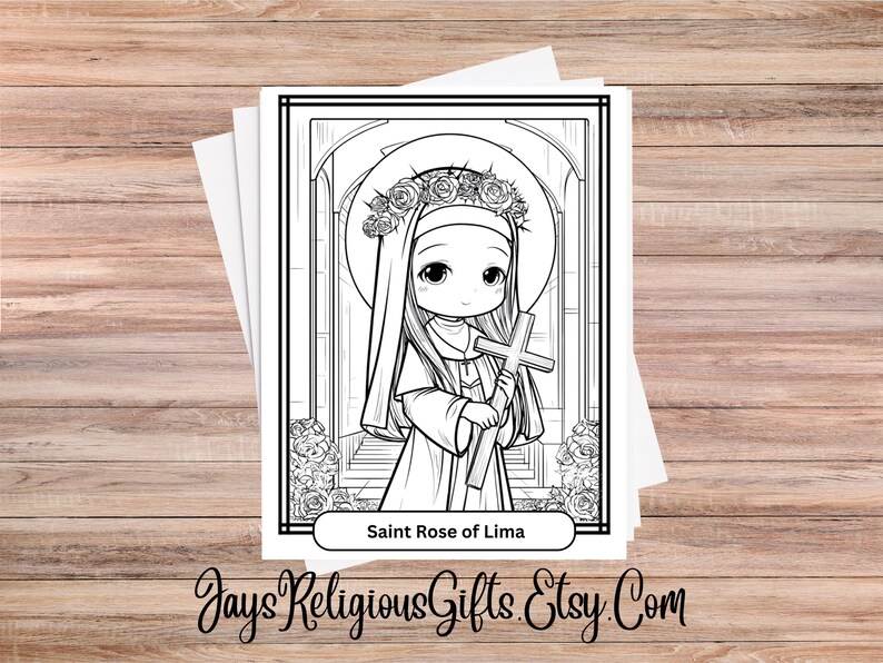 BUNDLE Saint Rose of Lima Coloring Page for Children - Religious PNG ...