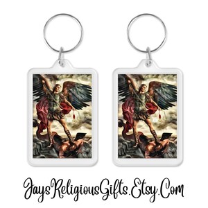 Saint Michael the Archangel Acrylic Keychain - Catholic Key Chain ...